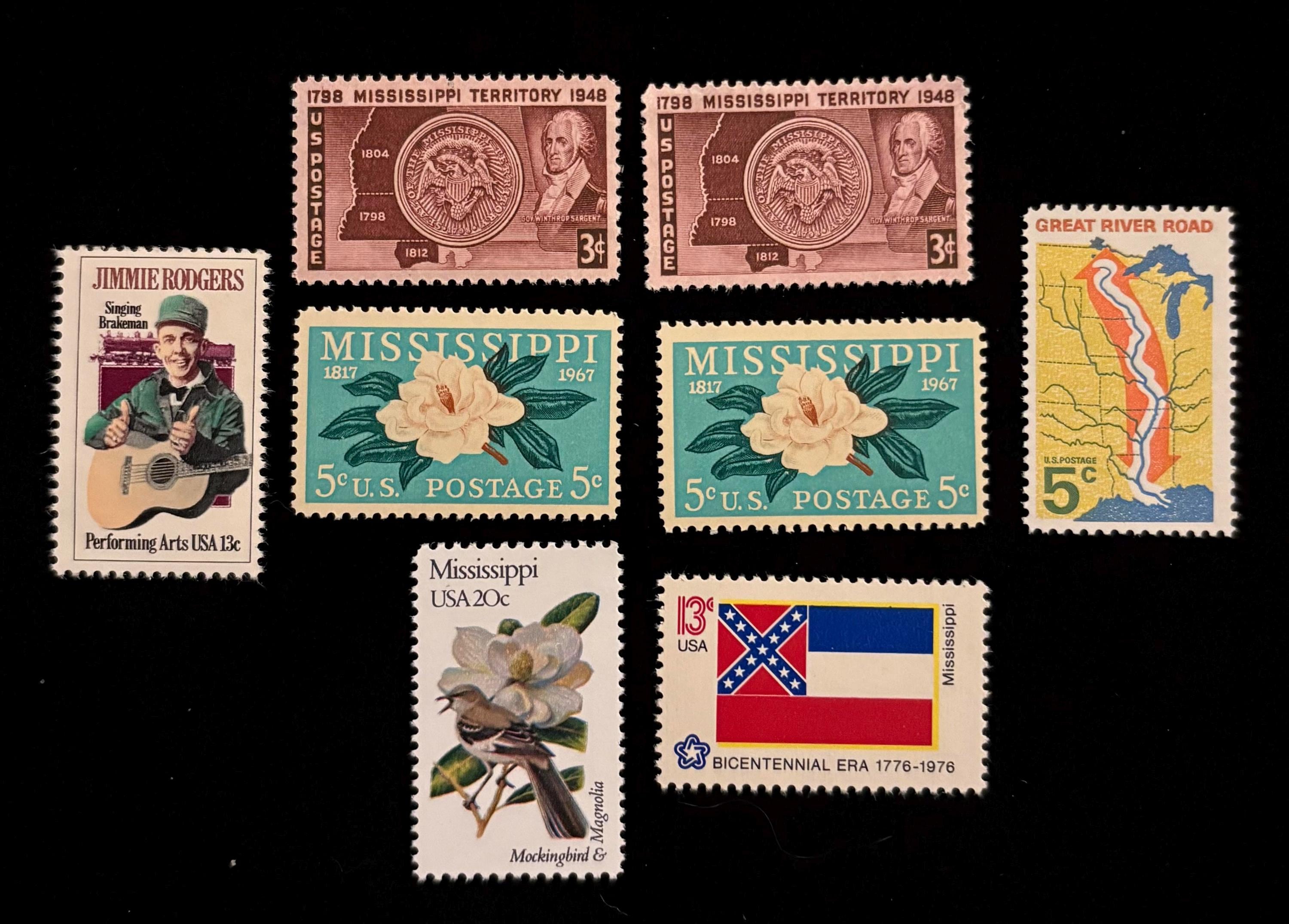 Mississippi Vintage US Stamps, Issued 1948 to 1982, Set of 8 - Etsy