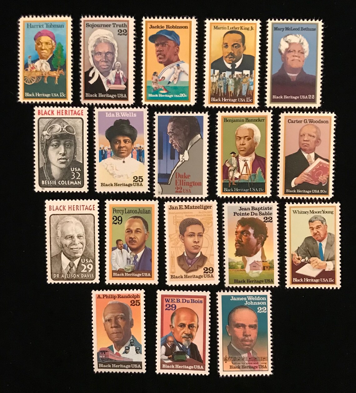 Black Heritage Vintage US Stamps Set of 18 Issued 1978 to - Etsy