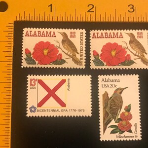 Alabama Commemorative Genuine US Postage Stamps, Vintage 1969 to 1982 ...