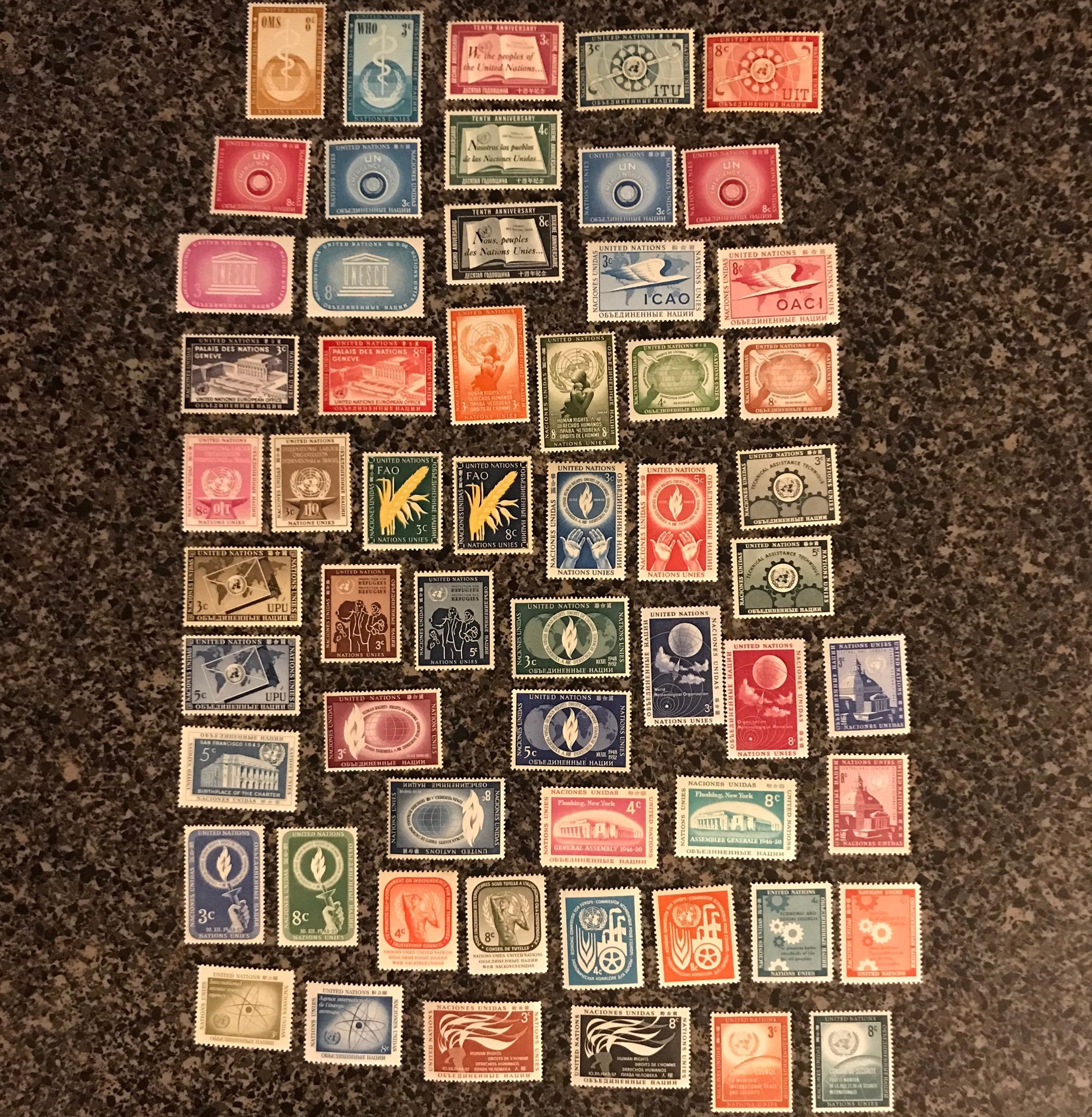 United Nations New York Stamps, 1952-1959, Set of 55 All Different Mint ...