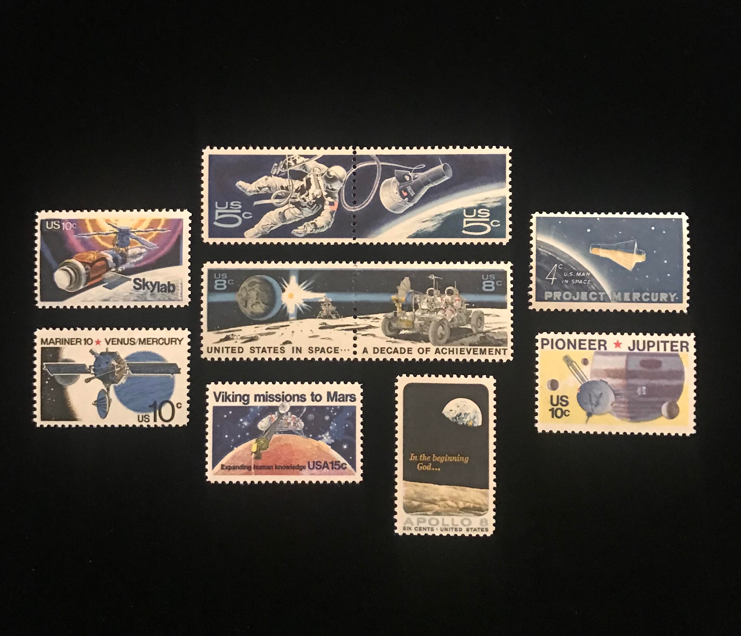 Space Related US Vintage Commemorative Stamps, Set of 10, 1962 to 1978 ...