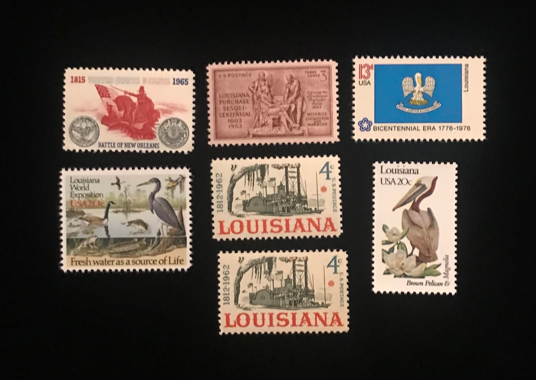 Louisiana Vintage US Stamps, Issued 1953 to 1984, Set of 7 - Etsy
