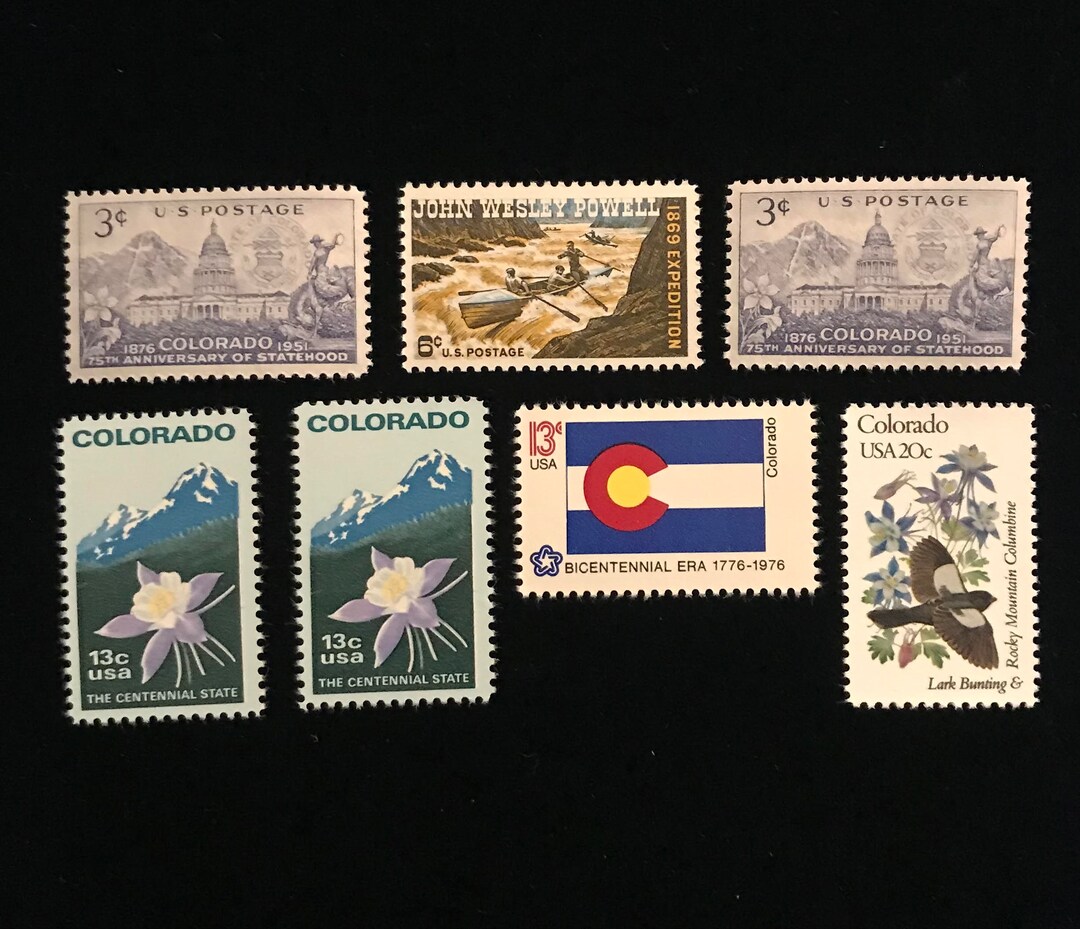 Colorado Vintage US Postage Stamps, Issued 1951 to 1982, Set of 7 - Etsy