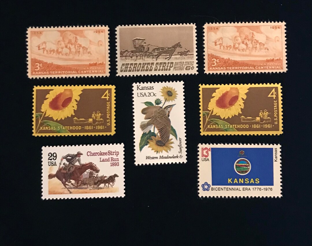 Kansas Vintage US Stamps, Issued 1954 to 1993, Set of 8 - Etsy