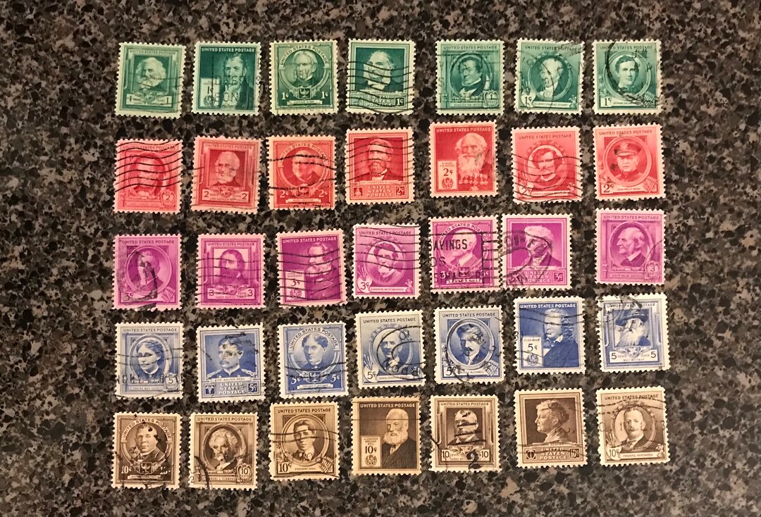 Scott 859-893 Used, Famous Americans, Complete Set, 1940 Vintage US ...