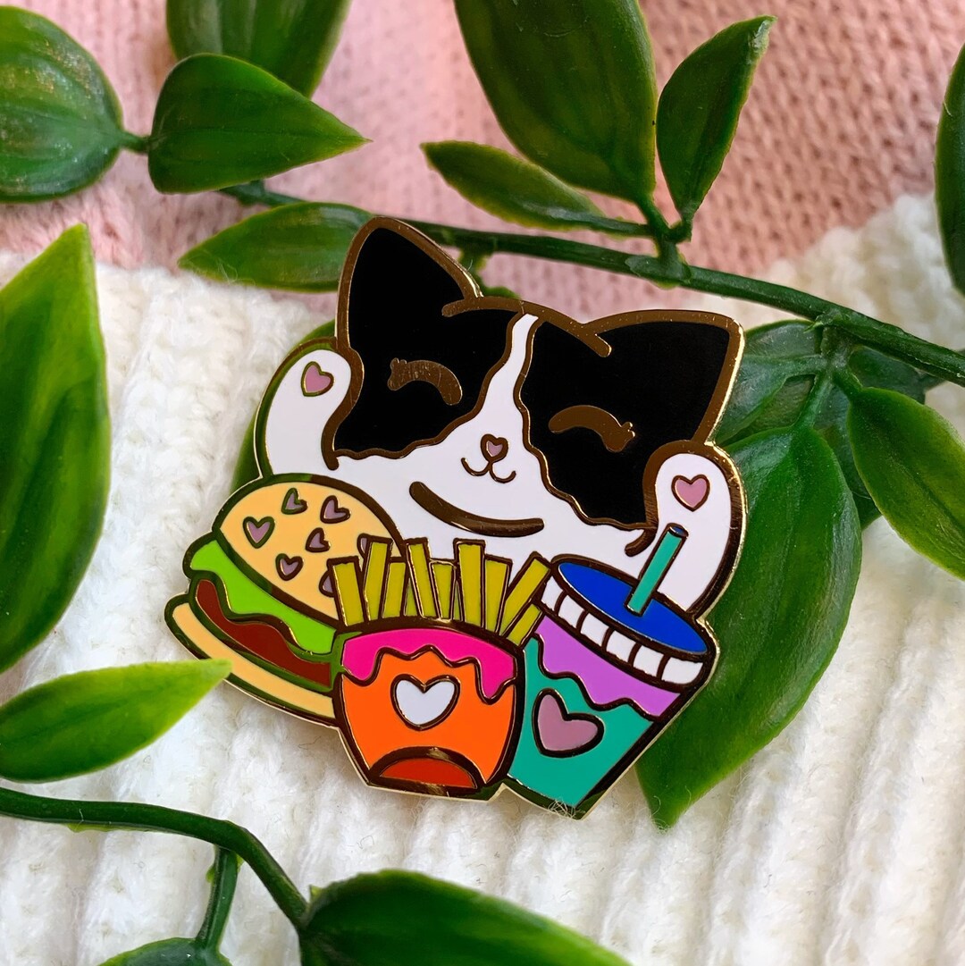 Hungry Kitty Enamel Pin Cat Lover Pin Food Pin Kawaii - Etsy