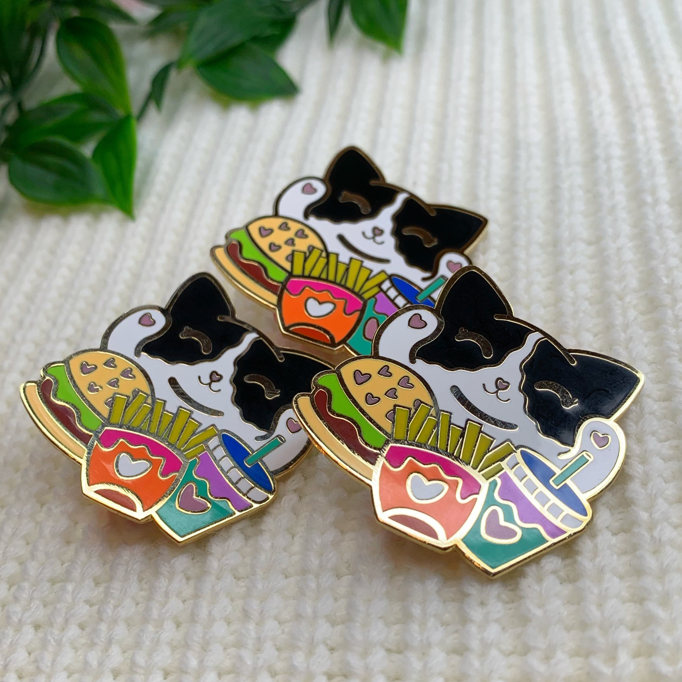 Hungry Kitty Enamel Pin Cat Lover Pin Food Pin Kawaii | Etsy