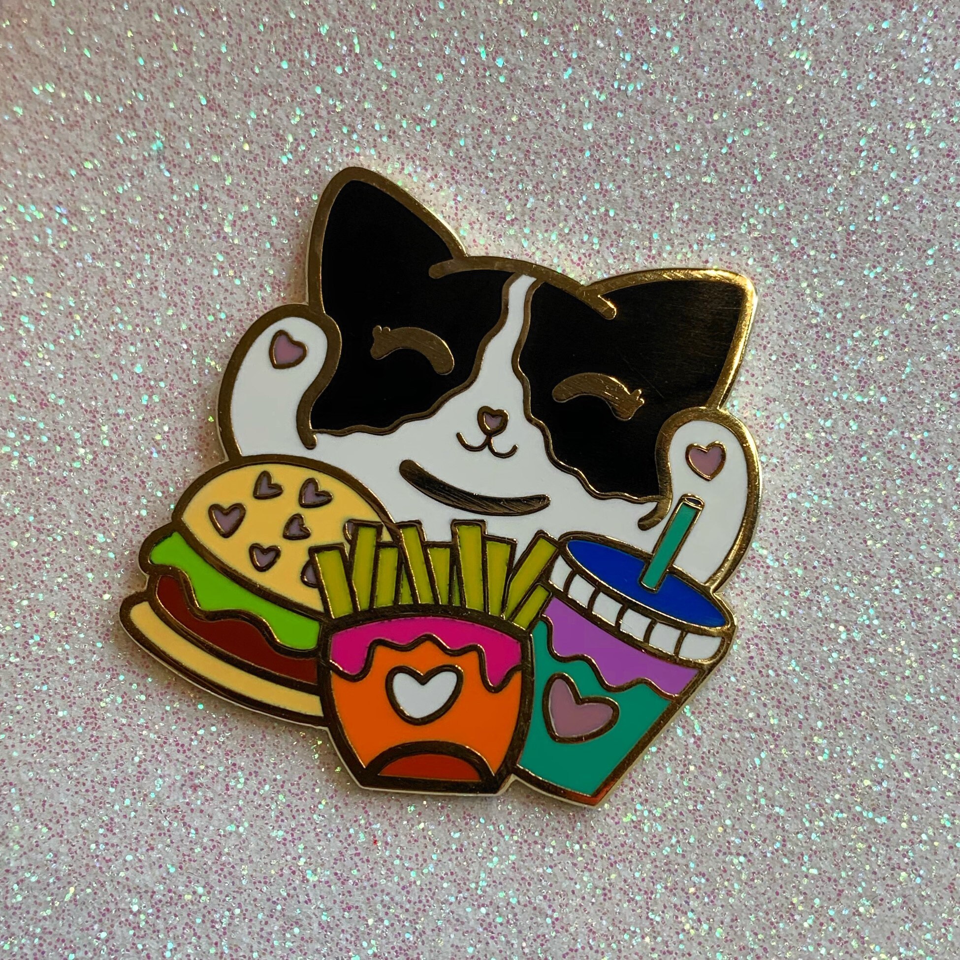 Hungry Kitty Enamel Pin Cat Lover Pin Food Pin Kawaii | Etsy