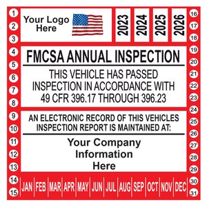 Personalized 2025 DOT Vehicle Inspection Sticker: FMCSA or FHWA - Etsy