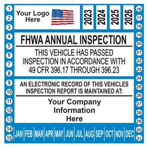 Personalized 2025 DOT Vehicle Inspection Sticker: FMCSA or FHWA - Etsy