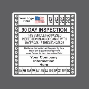 Vehicle Decal 90 Day Inspection Label, 2025, Personalized With Your ...