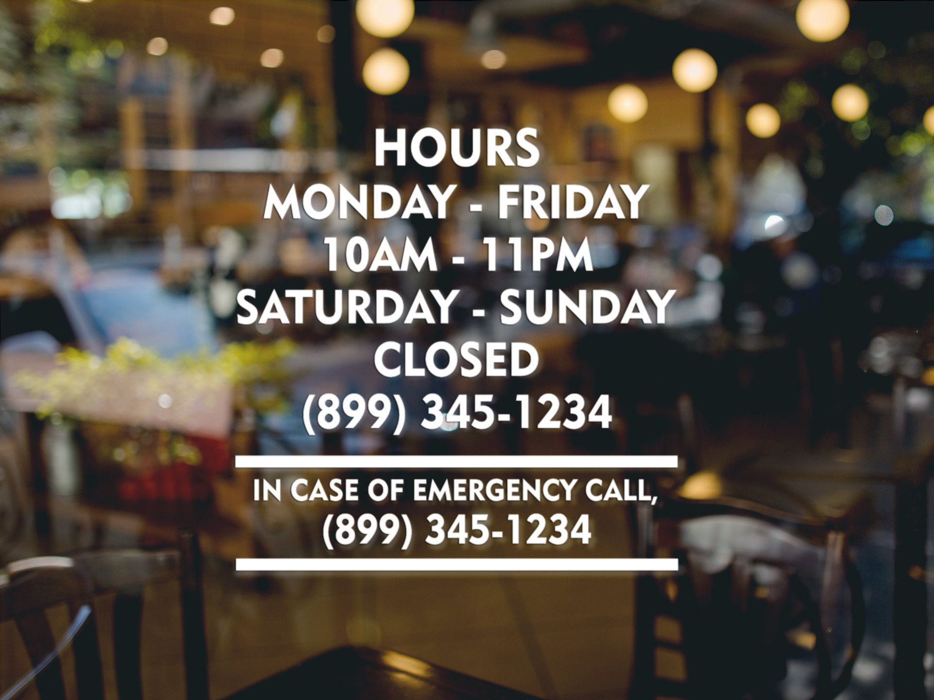 Store Hours Vinyl Decal, Business Hours Decal for Storefront ...