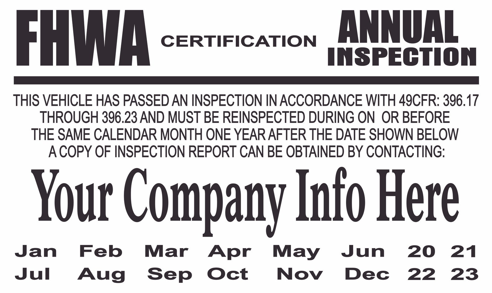Annual Vehicle DOT Inspection Sticker FHWA or FMCSA Vehicle - Etsy