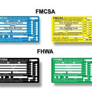 FHWA or FMCSA, Annual Sticker 2025 Inspection, Personalized Your ...