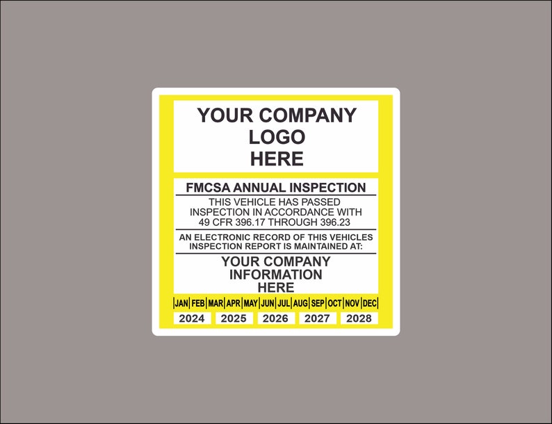 Annual Vehicle Inspection Decal Sticker Trucks, Trailers 2026 ...
