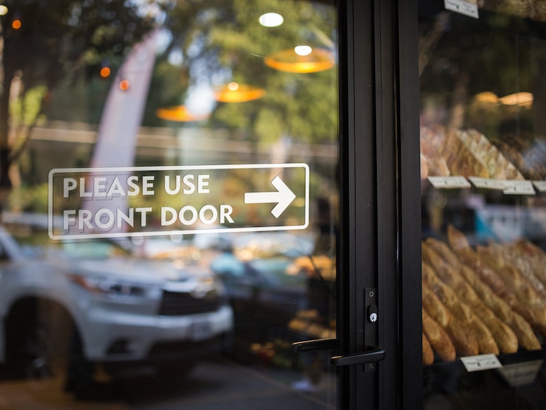 Please Use Front Door Vinyl Decal, Left/right Arrow Storefront Sign - Etsy