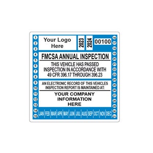 FMCSA or FHWA Annual Vehicle Inspection Sticker, Customizable With ...