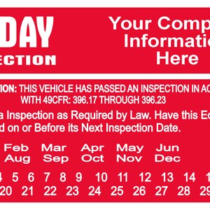 Vehicle Decal 90 Day Inspection, 2025 Personalized With Your Company ...