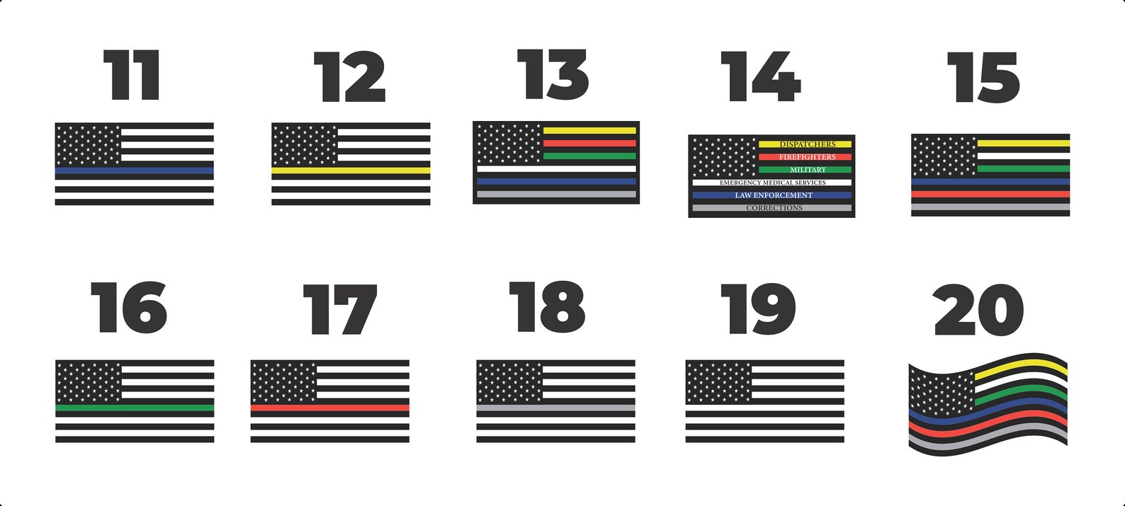 American Flag First Responders Set of 4 Stickers, - Etsy