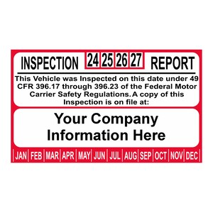 2026 Annual Vehicle Inspection Sticker: Personalized DOT Decal - Etsy