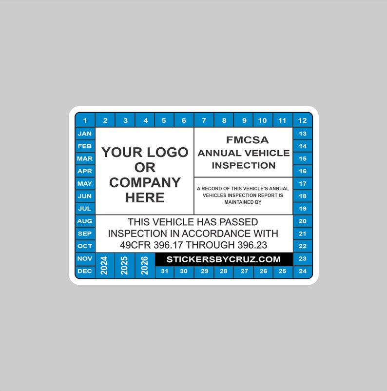 Personalized DOT Inspection Sticker, 2026, FHWA, FMCSA - Etsy