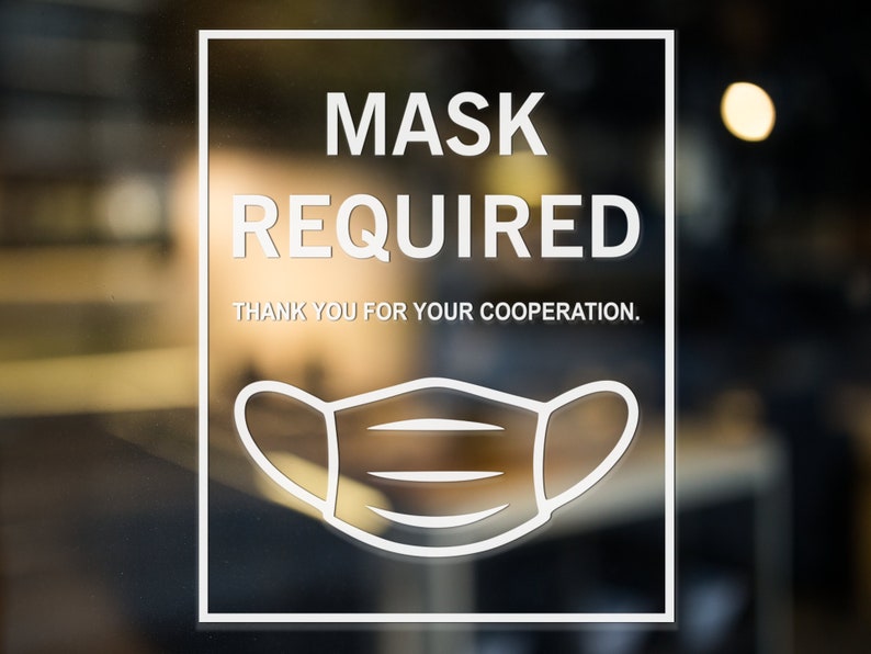 Face Mask Required Sign Storefront Window Decal, Door Sign. - Etsy