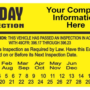 Vehicle Decal 90 Day Inspection, 2025 Personalized With Your Company ...