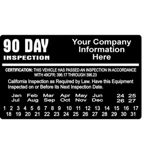 Vehicle Decal 90 Day Inspection, 2025 Personalized With Your Company ...