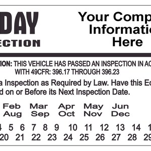 Vehicle Decal 90 Day Inspection, 2025 Personalized With Your Company ...