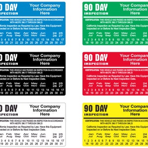 Vehicle Decal 90 Day Inspection, 2025 Personalized With Your Company ...