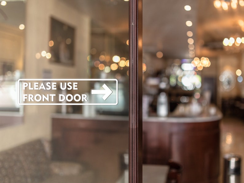 Please Use Front Door Vinyl Decal, Left/right Arrow Storefront Sign - Etsy