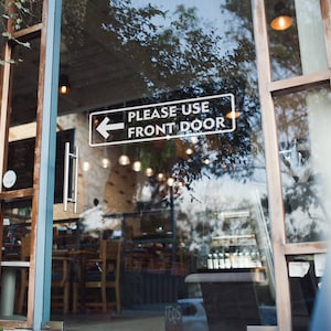 Please Use Front Door Vinyl Decal, Left Arrow, Right Arrow Business ...