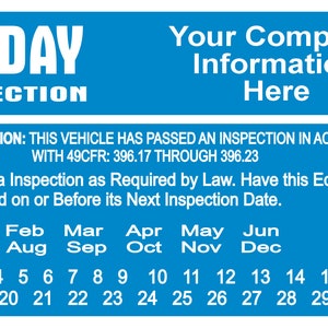 Vehicle Decal 90 Day Inspection, 2025 Personalized With Your Company ...