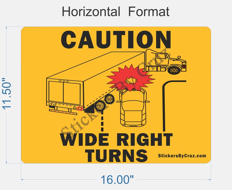Caution Wide Turns Sticker, Laminated Safety Sign - Etsy