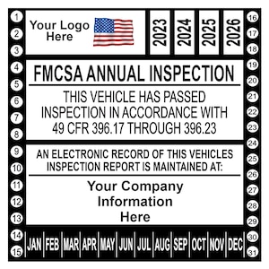 Personalized 2025 DOT Vehicle Inspection Sticker: FMCSA or FHWA - Etsy