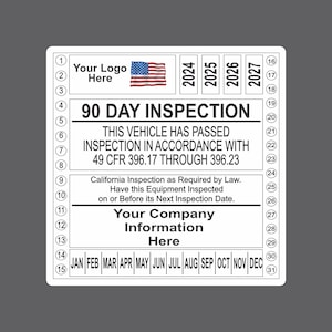 Vehicle Decal 90 Day Inspection Label, Personalized With Your Company ...