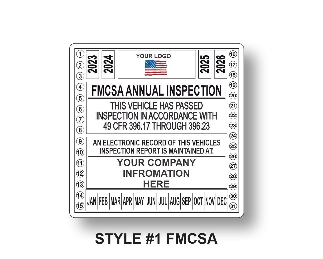 2026 FMCSA/FHWA Annual Vehicle Inspection Sticker, Truck Decal (4x4 In ...