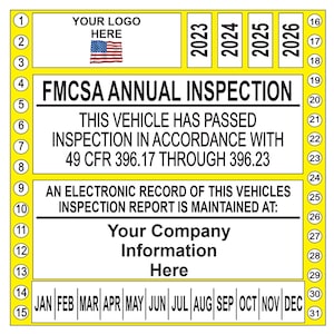 Personalized 2025 DOT Vehicle Inspection Sticker: FMCSA or FHWA - Etsy