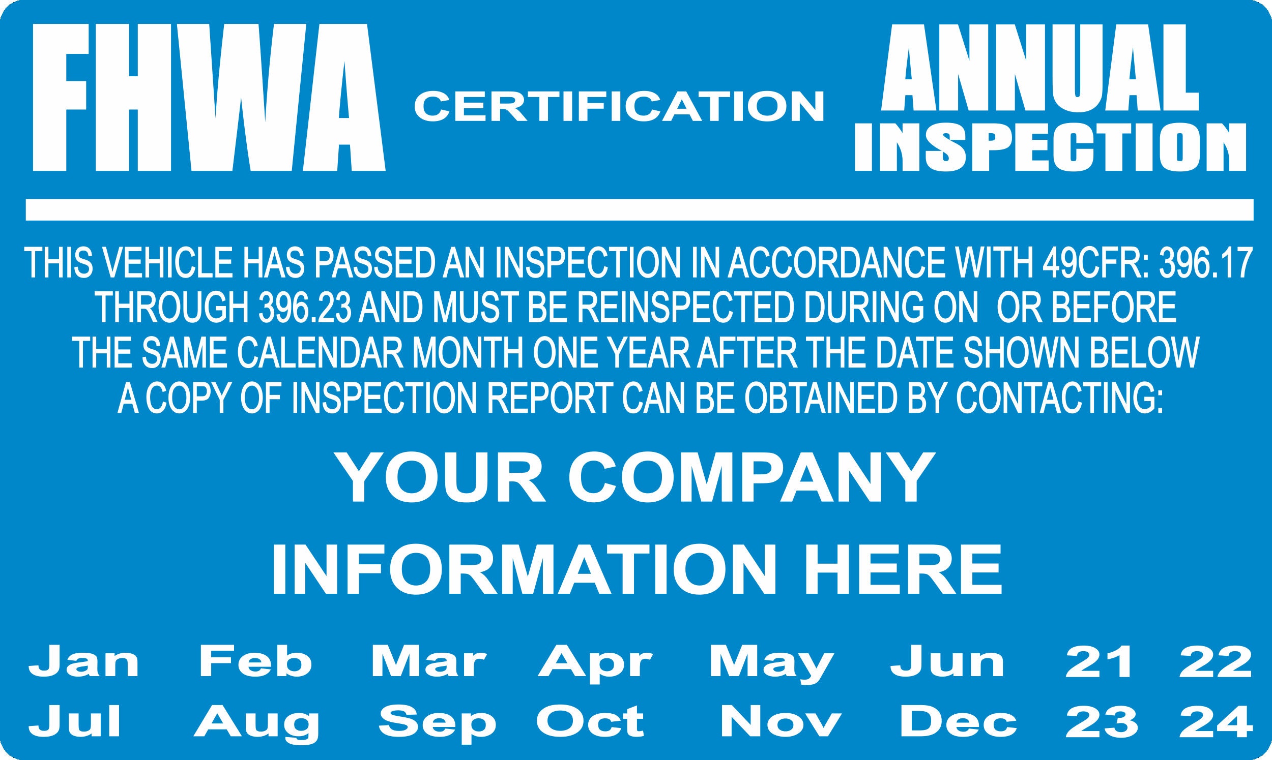 Annual Vehicle DOT Inspection Sticker FHWA or FMCSA Vehicle - Etsy