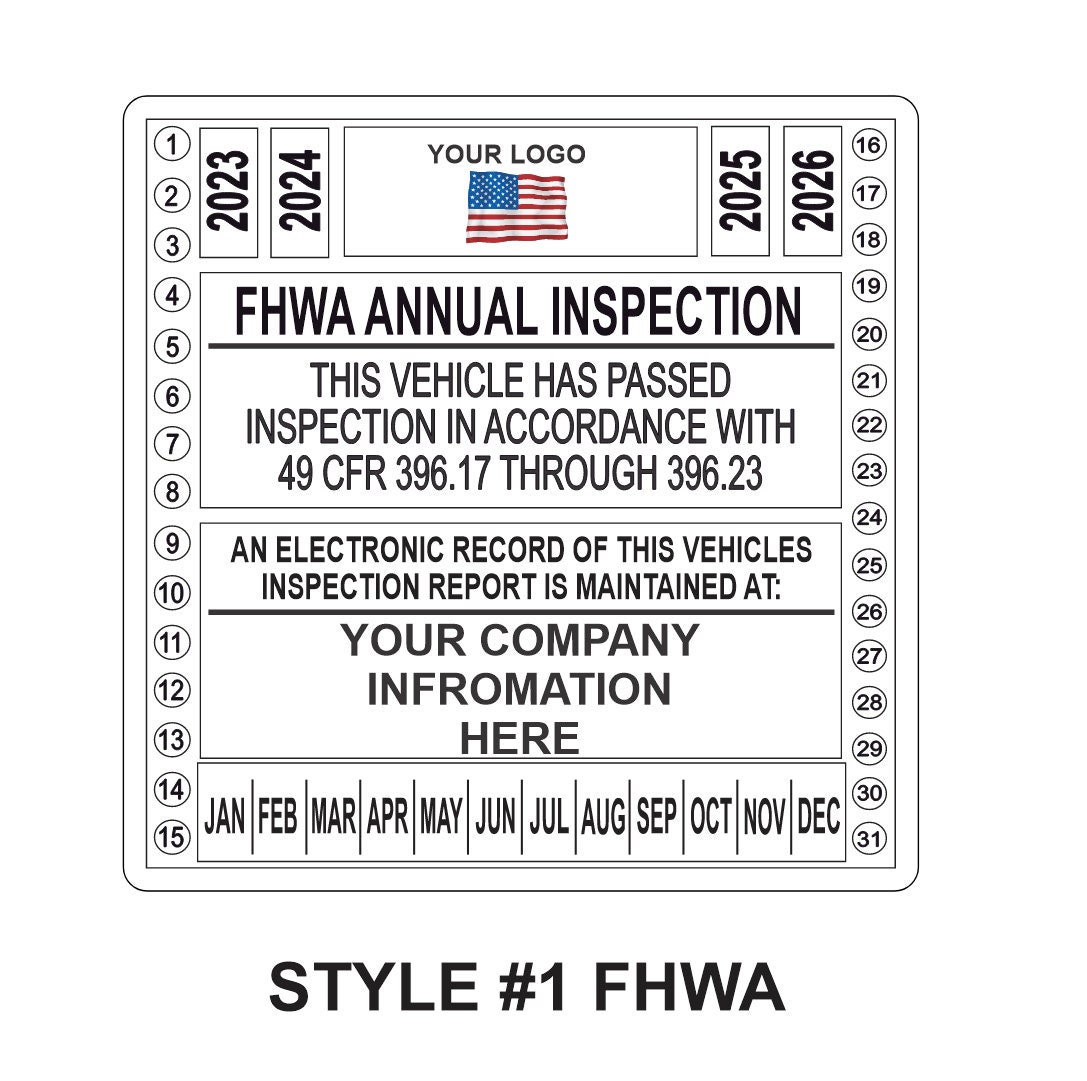 2026 FMCSA/FHWA Annual Vehicle Inspection Sticker, Truck Decal (4x4 In ...