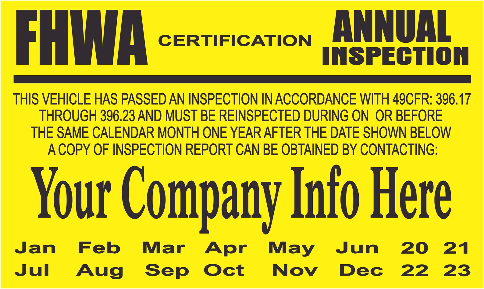 Annual Vehicle DOT Inspection Sticker FHWA or FMCSA Vehicle - Etsy
