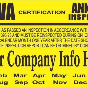 Annual Vehicle DOT Inspection Sticker FHWA or FMCSA Vehicle - Etsy