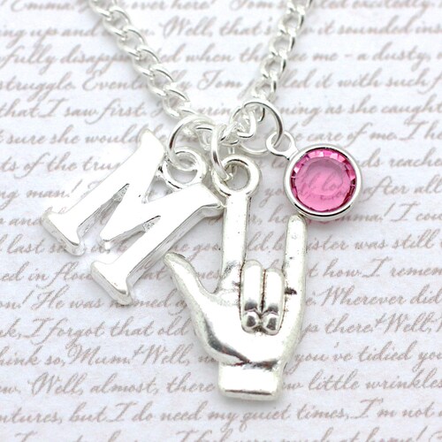 American Sign Language Initial Necklace ASL Jewelry ILY - Etsy