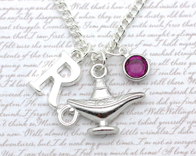 Aladdin Charm Necklace, Genie of the Lamp, Arabian Nights, Aladdin ...