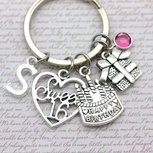 Sweet 16 Keyring, Sweet Sixteen Gift, Birthday Cake Keyring ...
