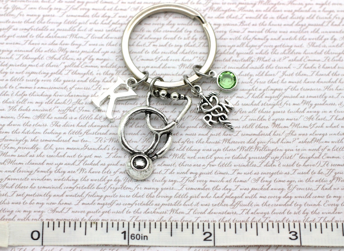 Stethoscope, RN Keyring, Nurse Gift, Nursing Keychain, Registered Nurse ...