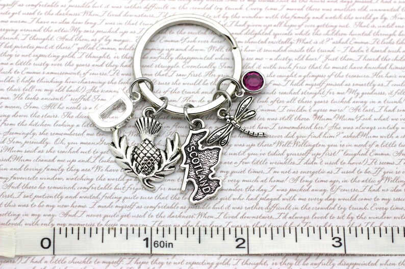 Scottish Highlands Keyring Scotland Map Thistle Charm | Etsy