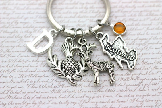 Scottish Highlands Keyring Scotland Map Thistle Sassenach - Etsy UK