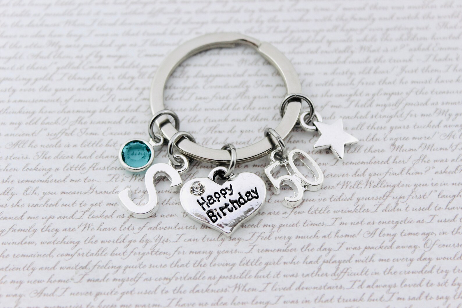 50th Birthday Keyring, Happy Birthday 50, Personalised Milestone Age ...