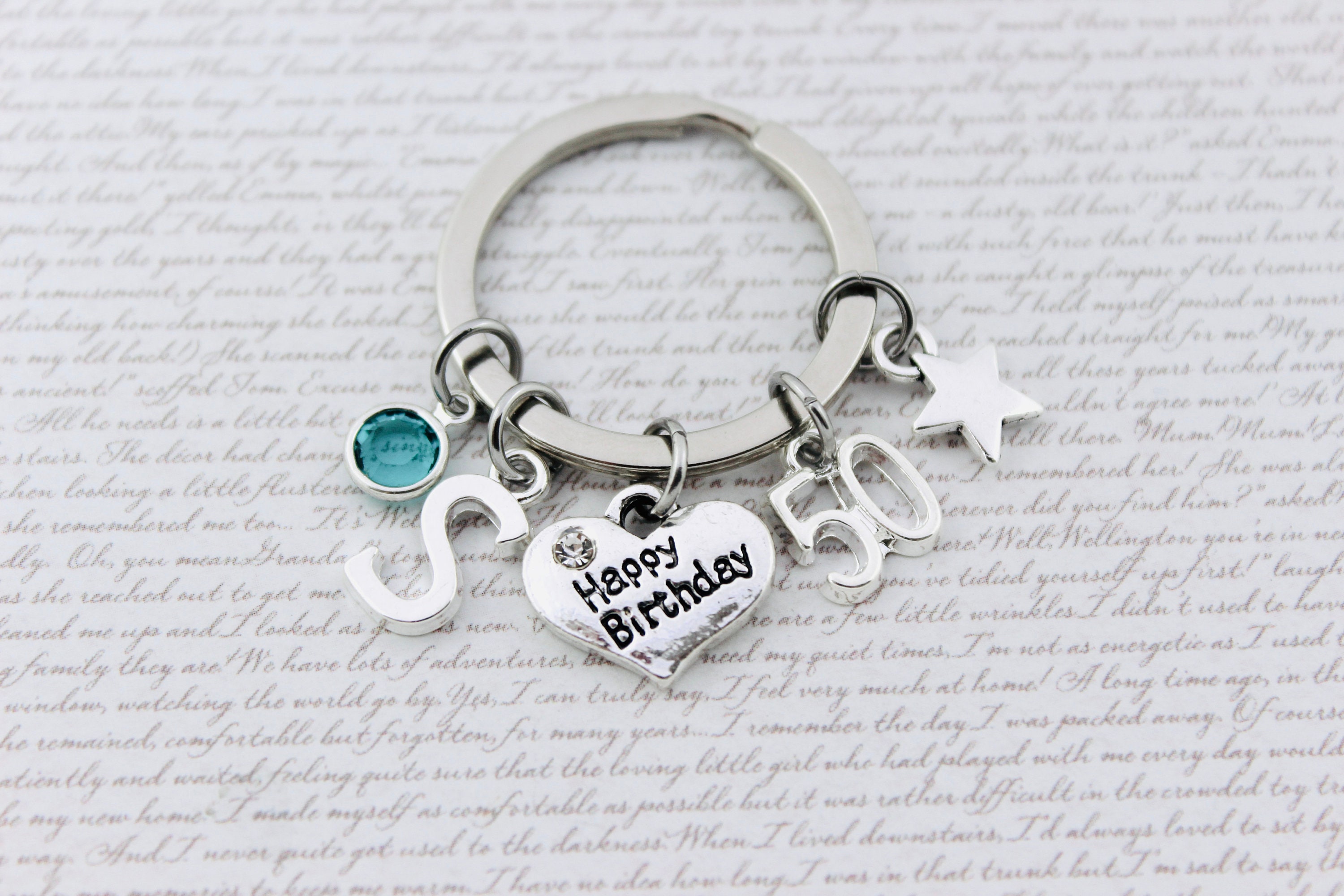50th Birthday Keyring, Happy Birthday 50, Personalised Milestone Age ...